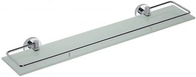 Sapho Sapho, X-ROUND E polička skleněná s výklopnou hrazdou 600x130mm, mléčné sklo, chrom, XR600