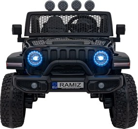 Ramiz Terénní auto OFF-ROAD 3.0 pro děti černé + dálkové ovládání + pomalý start + pásy + LED a zvuky