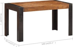 Jídelní stůl 140 x 70 x 76 cm masivní hrubé mangovníkové dřevo 289655