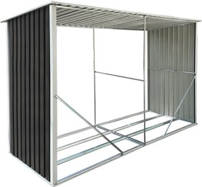 Přístřešek na dřevo, antracit/bílá, 302x121,5x191 cm, DARYL TYP 3