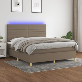Box spring postel s matrací a LED taupe 180x200 cm textil