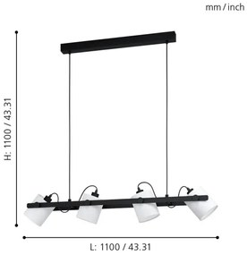 Eglo 43425 - Lustr na lanku HORNWOOD 1 4xE27/28W/230V