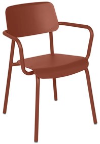 Zemitě červená hliníková zahradní židle Fermob Studie s područkami