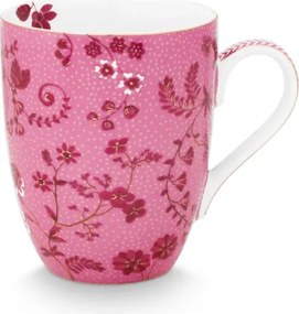 Pip Studio Jolie Flowers sada 2 ks hrnků 350ml, růžová (sada 2 hrnků 350ml z tenkostěnného porcelánu v dárkovém balení)