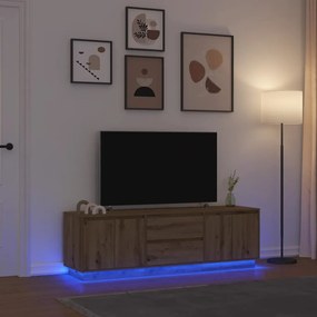 TV skříňka s LED osvětlením dub artisan 160,5x41x50 cm 3328434
