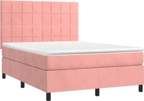 Box spring postel s matrací růžová 140x200 cm samet 3143030
