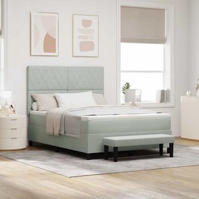 Postel s boxspringem s čelo Světle šedá 200 x 160 cm samet 3344456