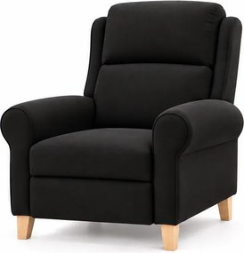 křeslo relaxační, odpočinkové, ušák, dřevo/textil, 101x95x75 cm, přírodní/černá, Dekorino VILAR