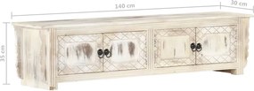 TV stolek bílý 140 x 30 x 35 cm masivní mangovníkové dřevo 286388