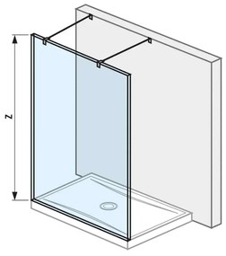 Jika Pure - Skleněná stěna pevná včetně dvou vzpěr, 120x200 cm, s úpravou Jika Perla Glass H2674200026681