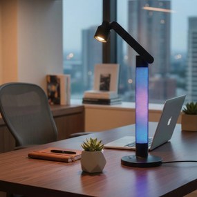 Ecolite Černá LED RGB stolní lampička Sven 10W s DO LU17C-CR