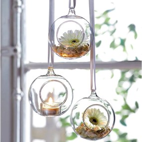 SCHNEIDER Dekorativní skleněné koule na čajové svíčky, sada 3 ks