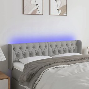 Čelo Postele S Led Tmavě Hnědé Textil Světle šedá 163 x 16 x 78/88 cm