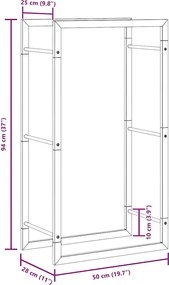 vidaXL Stojan na palivové dřevo matný 50x28x94 cm ocel [350305] Barva: Černá