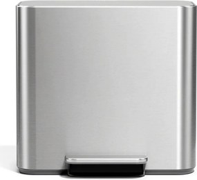 Odpadkový koš na tříděný odpad/nášlapný z nerezové oceli v matně stříbrné barvě 15 l Dual Mini – simplehuman