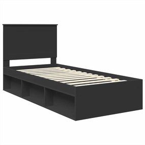 Rám postele s čelo Černá 90 x 200 cm Masivní borové dřevo 3409409
