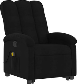 Zvedací masážní polohovací křeslo černé textil 3204106