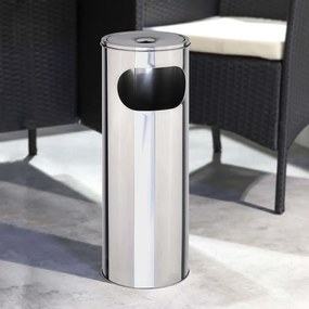 HI Odpadkový koš s popelníkem stříbrný 58 cm - Default Title