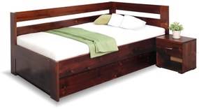 Rohová postel s úložným prostorem Valentin-Pravá, 120x200 cm, masiv smrk