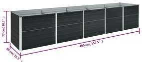 vidaXL Marketos Vyvýšený záhon pozinkovaná ocel 400 x 80 x 77 cm antracitový