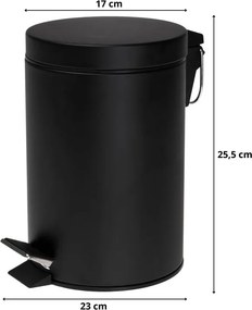 Erga Labi, kulatý odpadkový koš 3l na postavení, Soft-Close zavírání, černá matná, ERG-YKA-CH.LABI-SC-BLK