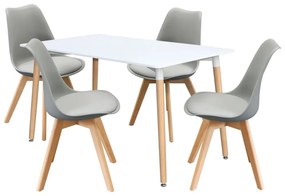 IDEA Jídelní stůl 140x80 QUATRO bílý + 4 židle QUATRO šedé