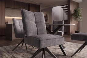 Designová otočná židle Narayan šedý samet