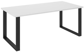 Jídelní stůl IMPERIAL | 185x90 cm | bílá + černé kovové nohy