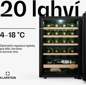 Klarstein Bevora volně stojící vinotéka | 4 zásuvky | 62 litrů | 20 lahví | 43 cm