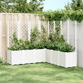 Zahradní truhlík s treláží bílý 160 x 160 x 140 cm PP - Default Title