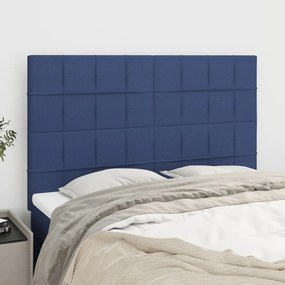 Čelo postele modré 144x5x118/128 cm látkové 3116336