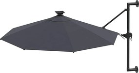 Nástěnný zahradní slunečník s LED 300 cm antracitový 312524