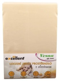 Vesna | Luxusní prostěradlo JERSEY EXCELLENT s elastanem latté 200x220 cm