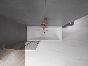 Mexen Velar L, 2-křídlová posuvná vanová zástěna 75 x 150 cm, 8mm šedé sklo, měděná matná, 896-075-003-41-65
