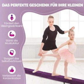 Costway 270 cm kladina dětská kladina skládací gymnastická kladina s – fialový