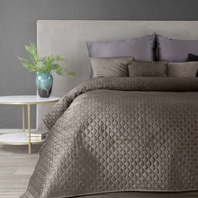Dekorativní přehoz na postel 170x210 Dimon béžový tmavý geometrický velur Eurofirany