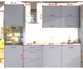 Kuchyně Lisa - 240 cm (šedá)