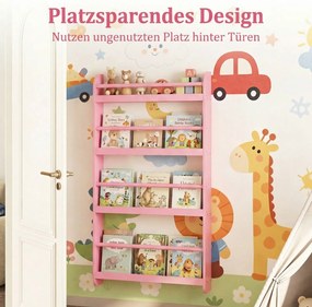 Costway Police Dětská nástěnná police s 4 police Prostorově úsporná závěsná