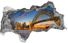 Wallmuralia Díra 3D ve zdi nálepka Panorama Sydney 95x73 cm