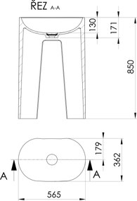 Sapho TREVA volně stojící umyvadlo 56,5 x 85cm litý mramor bílá mat TR565