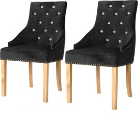 vidaXL Jídelní židle 2 ks masivní dubové dřevo a samet [245513] Barva: Černá