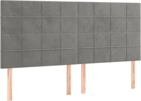 Box spring postel s matrací a LED světle šedá 160x200 cm samet 3136131
