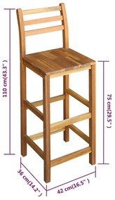 Barové židle 2 ks masivní akáciové dřevo - Default Title