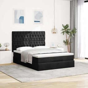 Osmanský rám postele s matracemi černá 140x190cm samet 3313543
