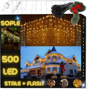 Sople 500 Led Venkovní Osvětlení IP44 Pevná Flash Světelný Závěs Teplá