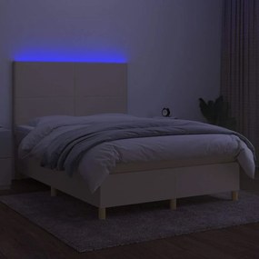 Box spring postel s matrací a LED krémová 140x190 cm textil 3135274