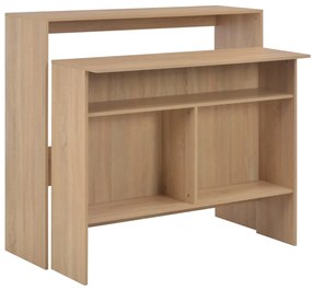 vidaXL Barový stůl se 2 stolními deskami dubový 130 x 40 x 120 cm