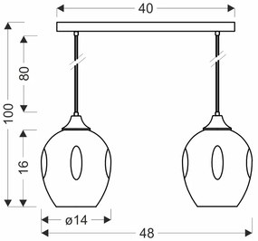 Černo-hnědý závěsný lustr Aspa pro žárovku 2x E27  - Candellux