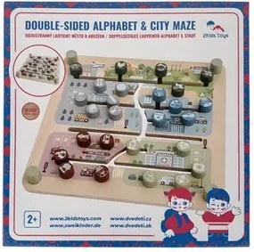 2KIDS TOYS Motorický labyrint Město a abeceda / oboustranný / dřevěný