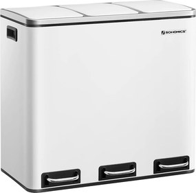 Kuchyňský pedálový odpadkový box, selektivní sběr odpadu, 3 x 18 l, bílý